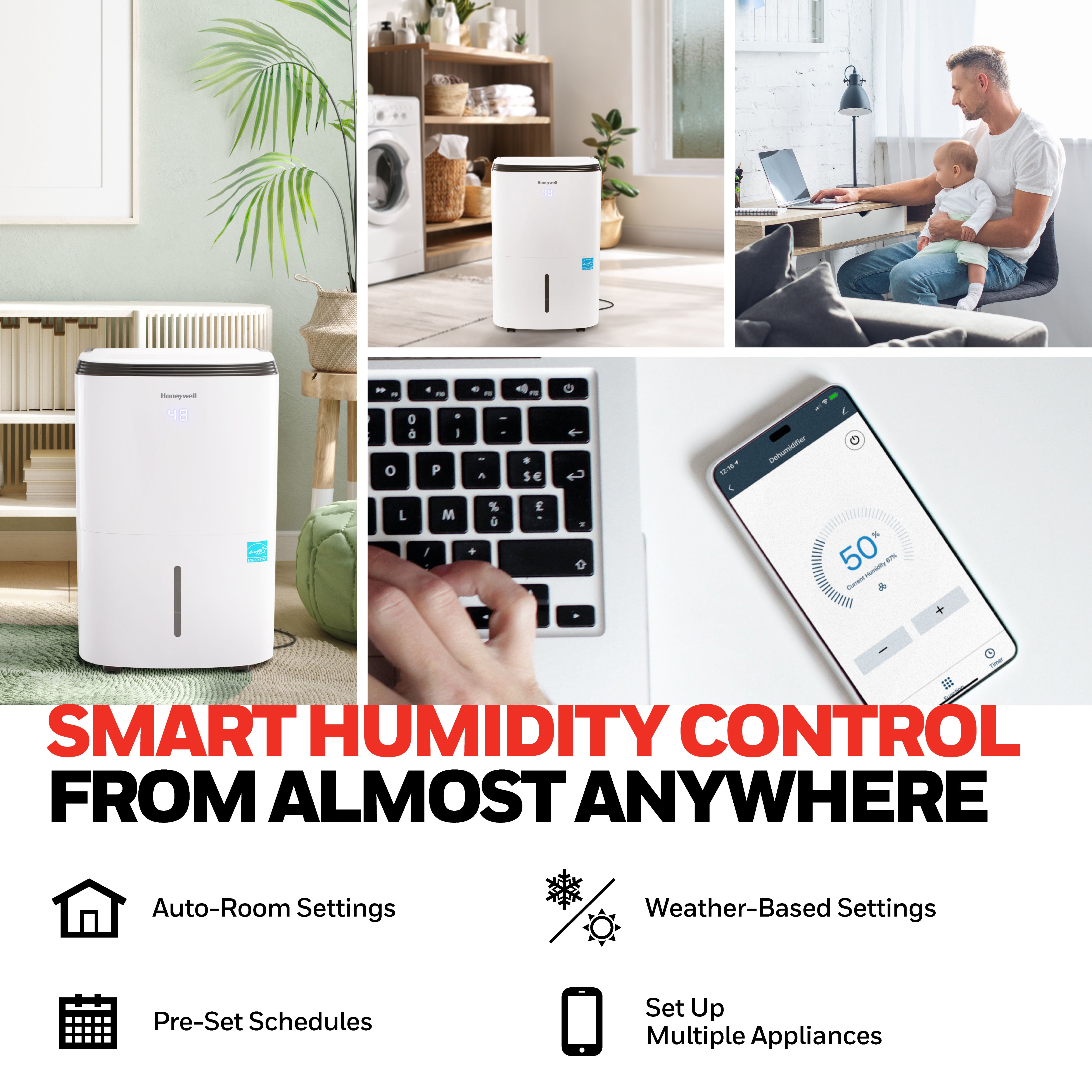 Buy Smart Home Dehumidifier Online | Honeywell TP70AWKN 50 Pint